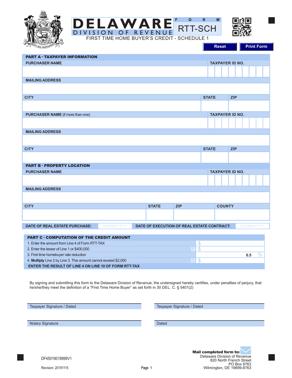 Form RTT-SCH Schedule 1 - Fill Out, Sign Online and Download Fillable ...