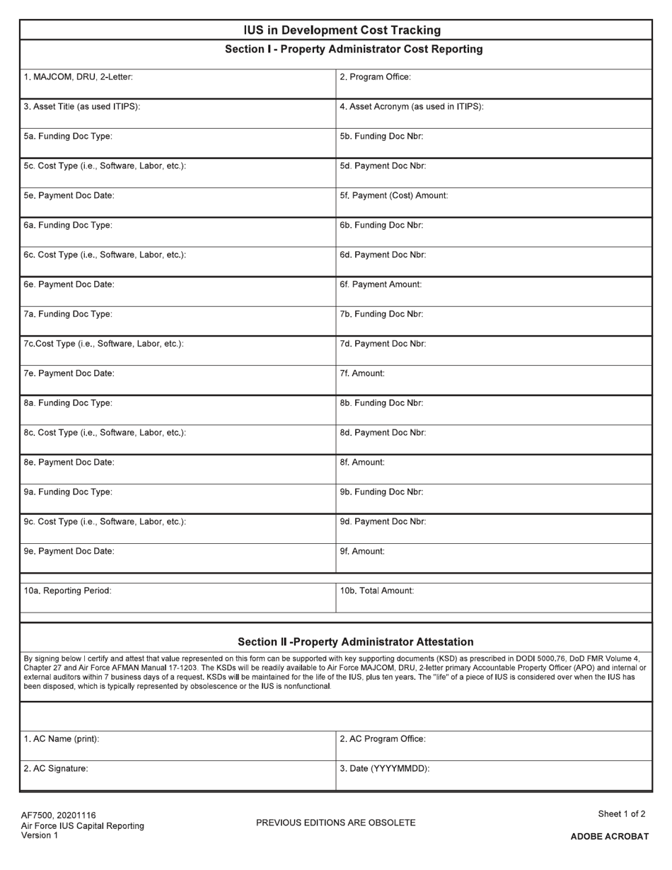 AF Form 7500 - Fill Out, Sign Online and Download Fillable PDF ...