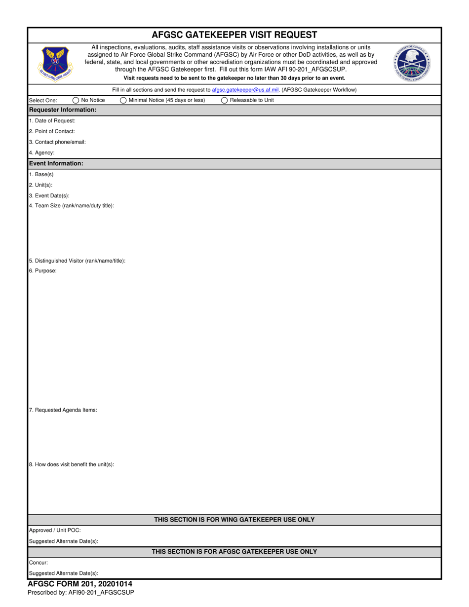 AFGSC Form 201 - Fill Out, Sign Online and Download Fillable PDF ...