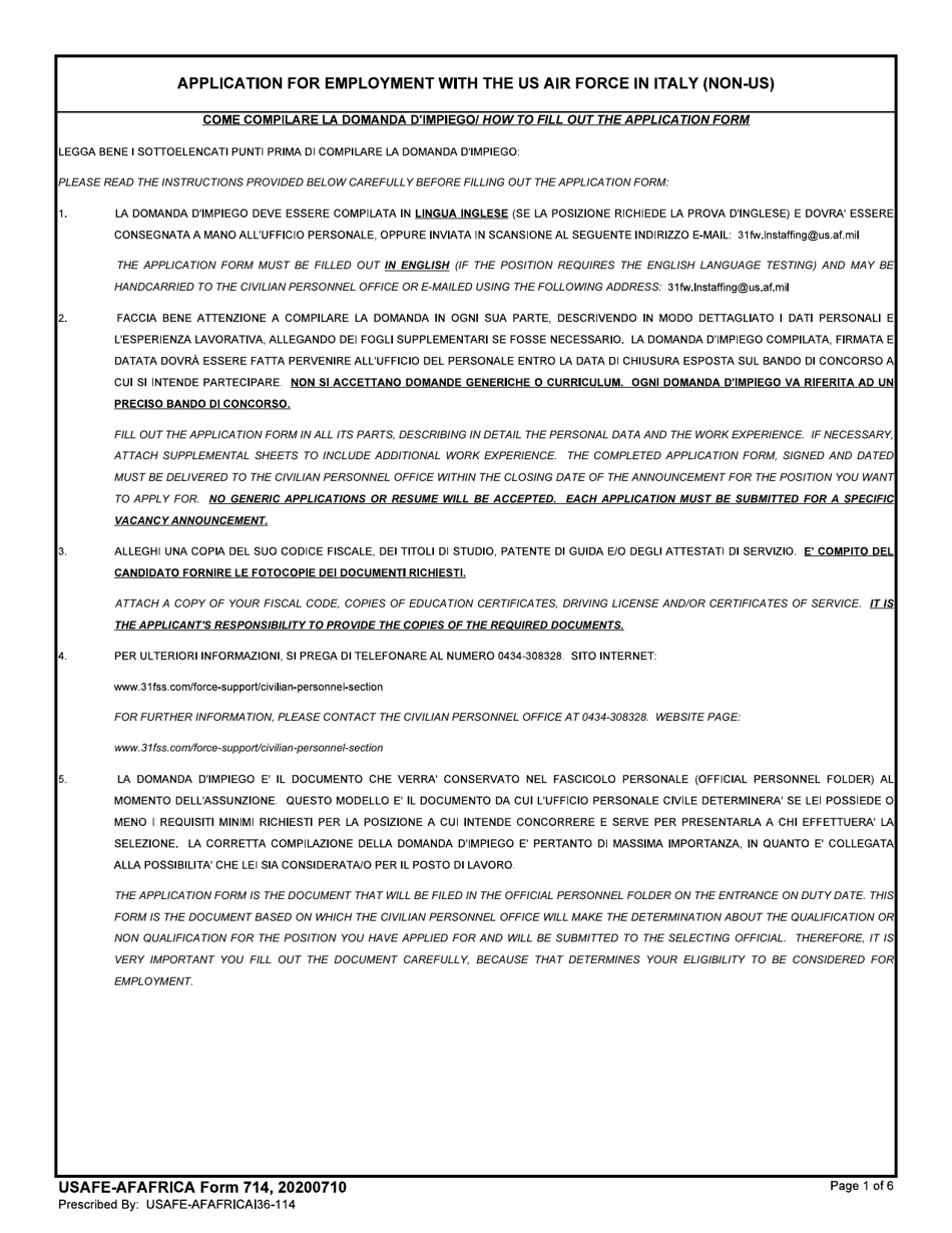 USAFE-AFAFRICA Form 714 - Fill Out, Sign Online and Download Fillable ...