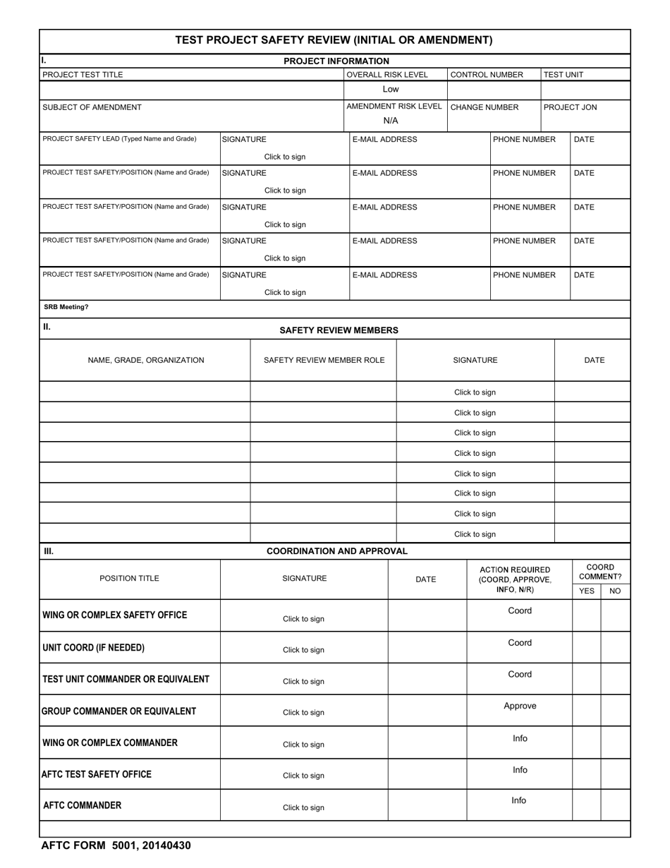 AFTC Form 5001 - Fill Out, Sign Online and Download Fillable PDF ...