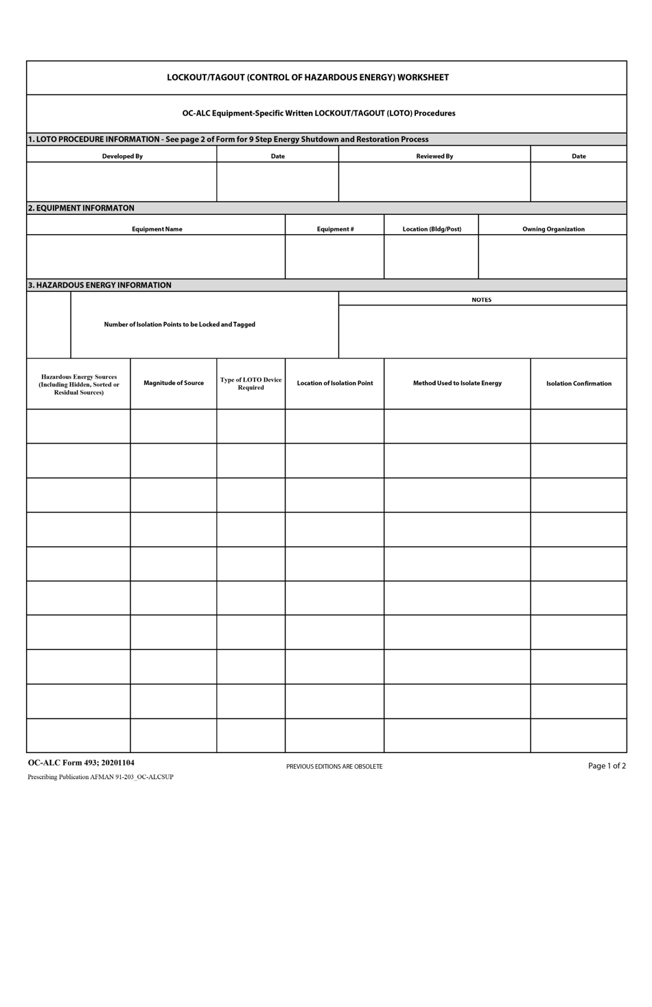 OC-ALC Form 493 - Fill Out, Sign Online and Download Fillable PDF ...