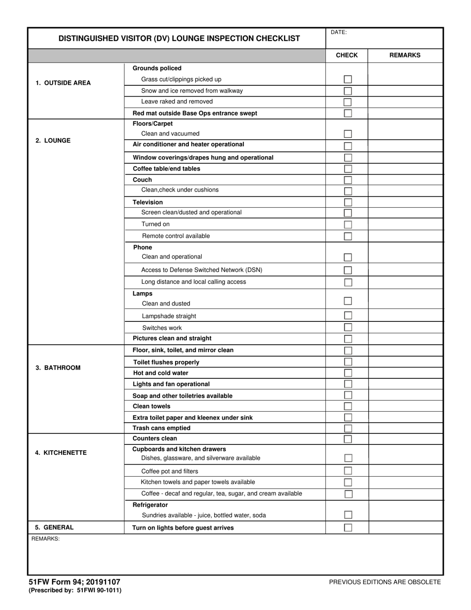 51 FW Form 94 - Fill Out, Sign Online and Download Fillable PDF ...