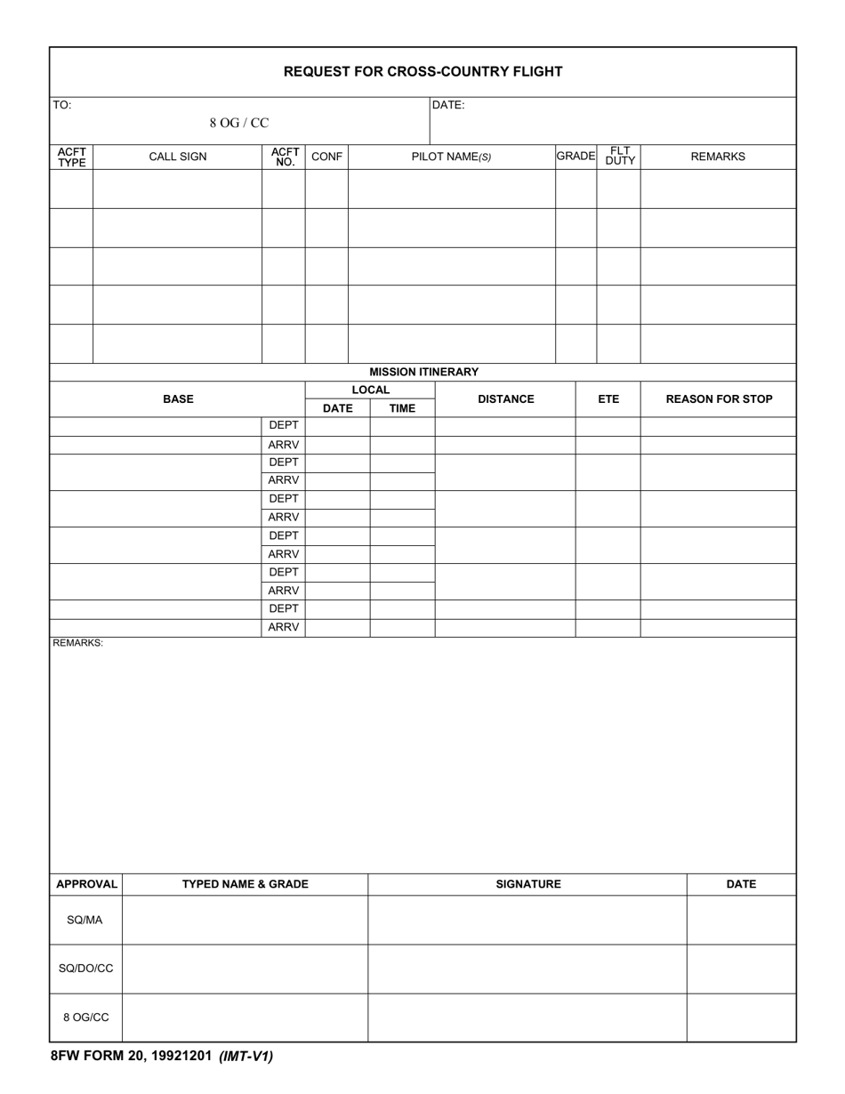 8 FW Form 20 - Fill Out, Sign Online and Download Fillable PDF ...