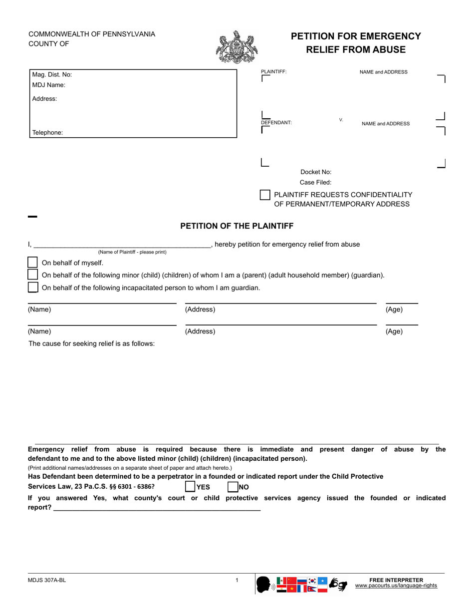 Form MDJS307A-BL - Fill Out, Sign Online and Download Fillable PDF ...