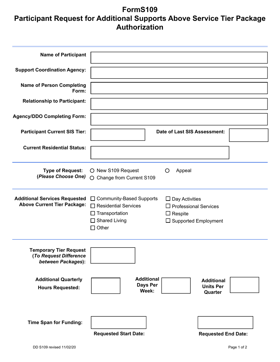 Form S109 - Fill Out, Sign Online and Download Fillable PDF, Rhode Island | Templateroller