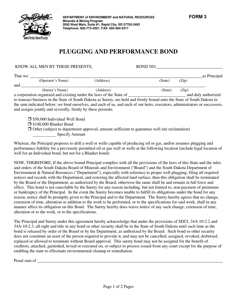 Form 3 - Fill Out, Sign Online and Download Fillable PDF, South Dakota ...
