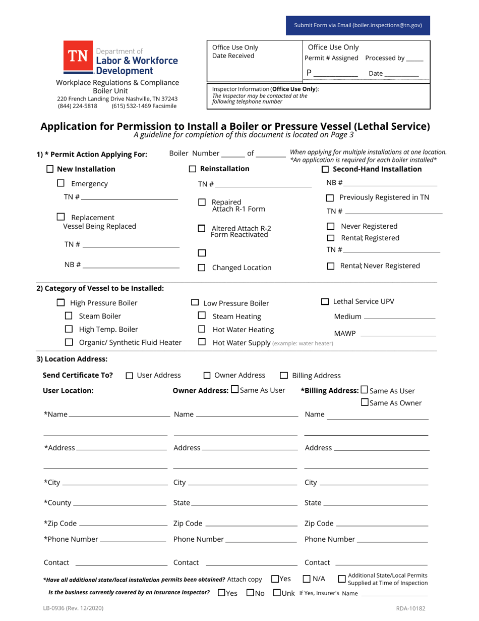 Form LB-0936 Download Fillable PDF or Fill Online Application for ...