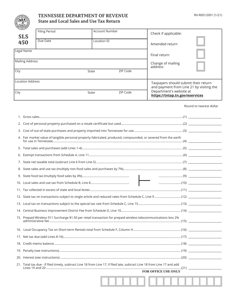 Form SLS450 (RV-R0012001) Download Printable PDF or Fill Online State ...