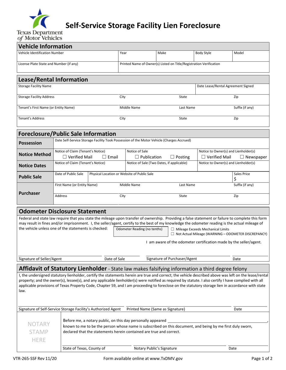 Form VTR-265-SSF - Fill Out, Sign Online and Download Fillable PDF ...