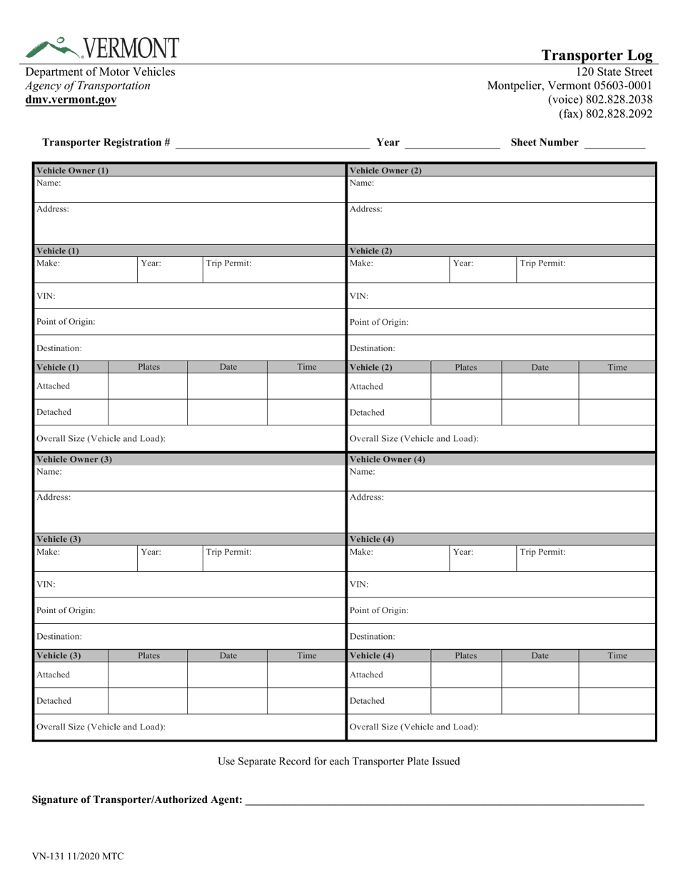 Form VN-131 - Fill Out, Sign Online and Download Printable PDF, Vermont ...