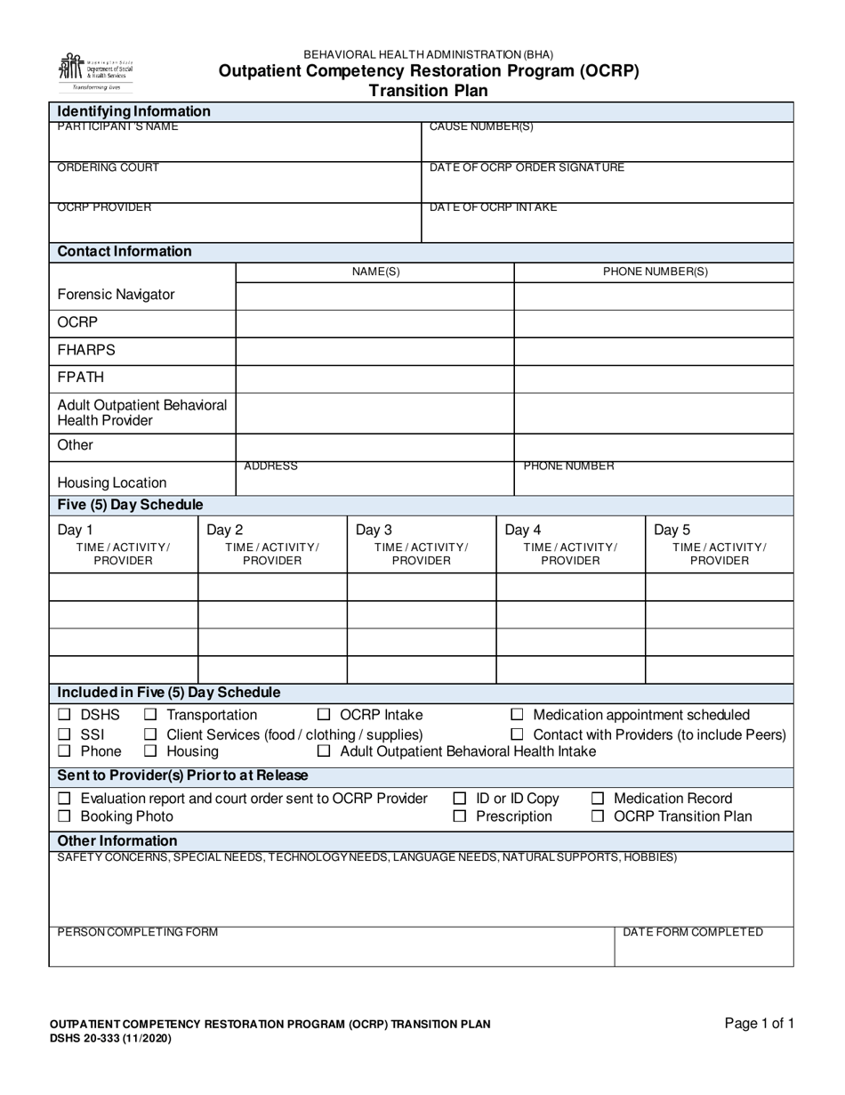 DSHS Form 20-333 - Fill Out, Sign Online and Download Printable PDF ...