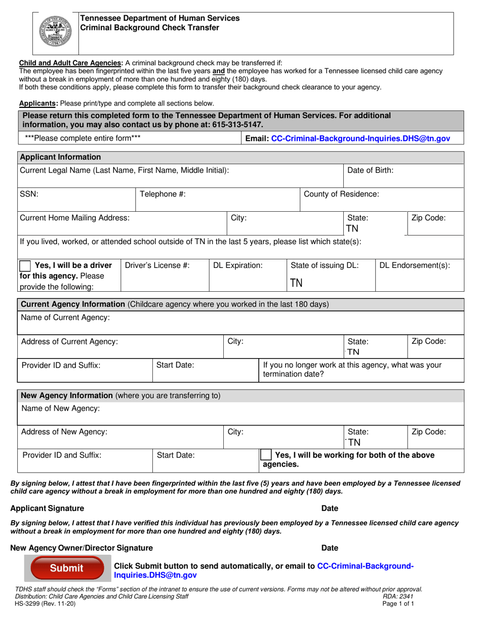 Form HS-3299 - Fill Out, Sign Online and Download Fillable PDF ...