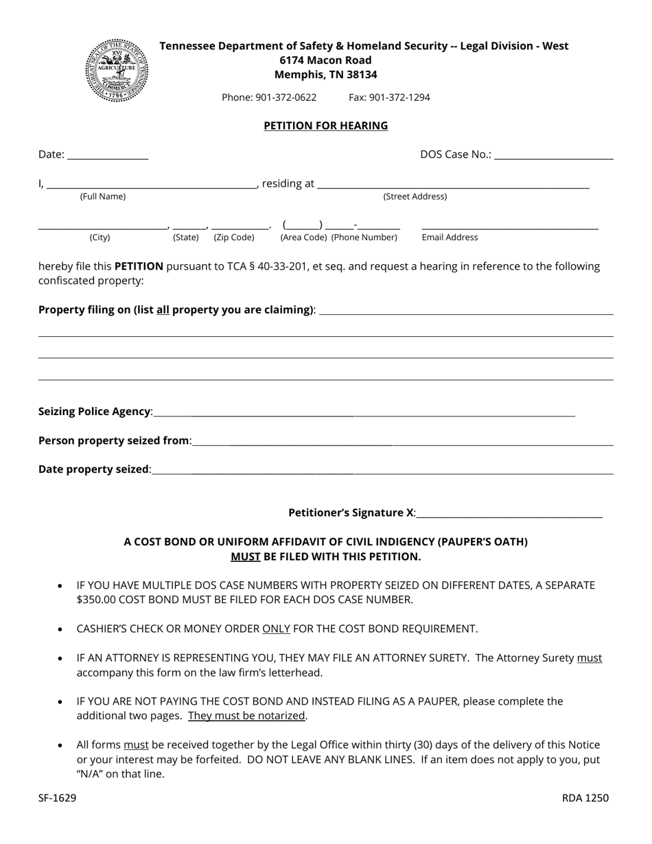 Form SF-1629 - Fill Out, Sign Online and Download Fillable PDF ...