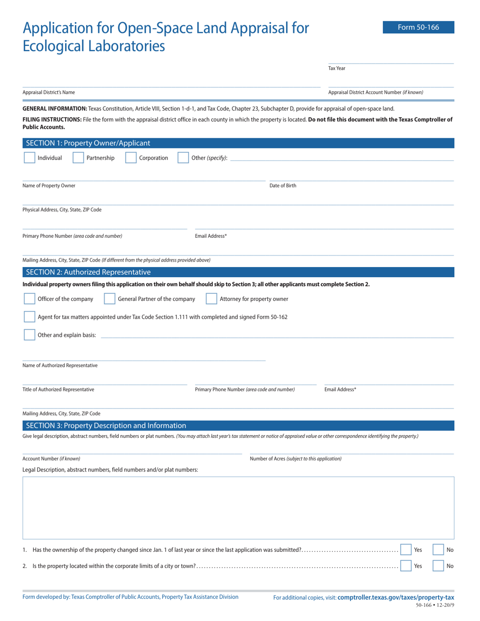 Form 50-166 - Fill Out, Sign Online and Download Fillable PDF, Texas ...