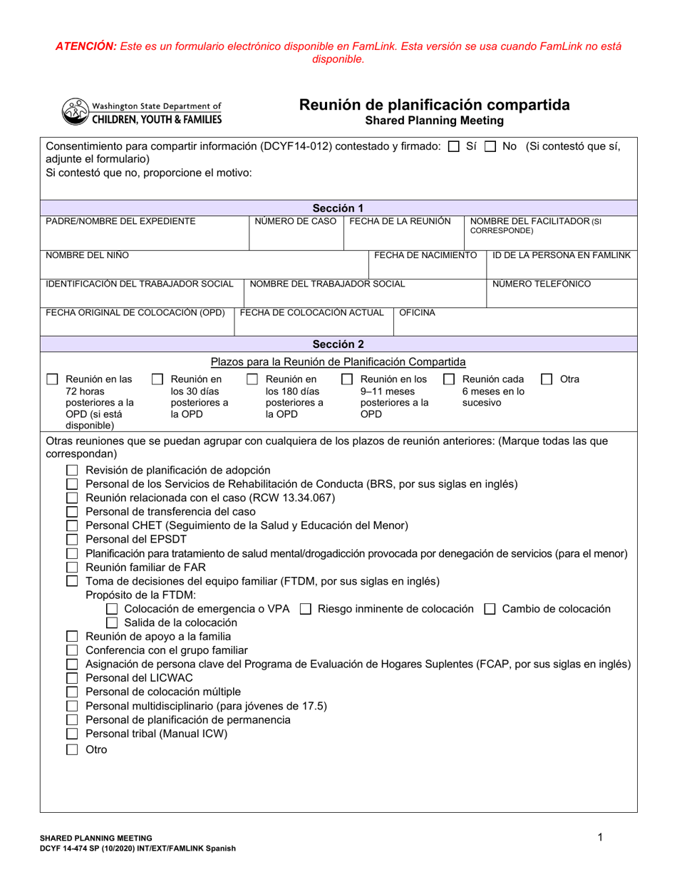 DCYF Formulario 14-474 Download Printable PDF or Fill Online Reunion De ...