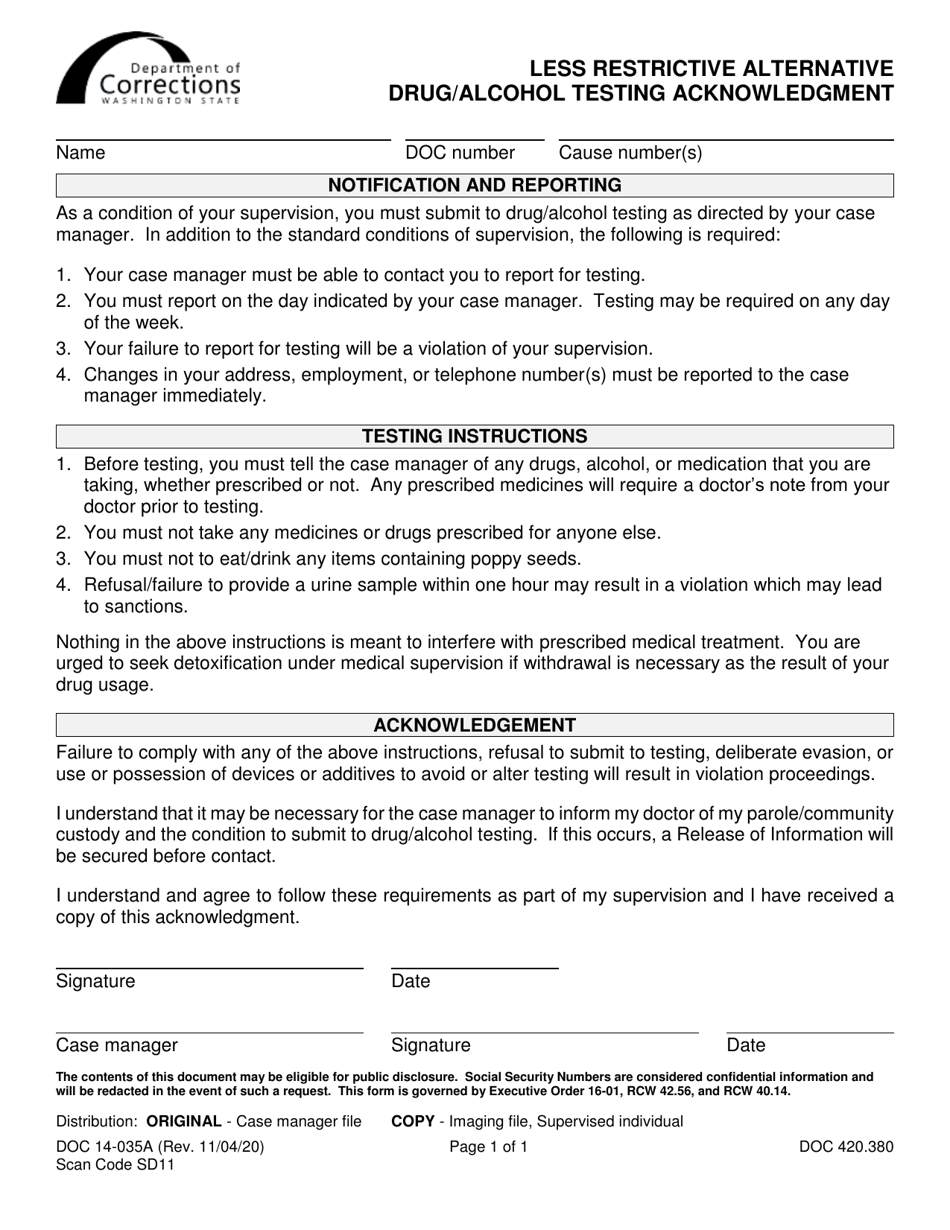 Form DOC14-035A - Fill Out, Sign Online and Download Printable PDF ...