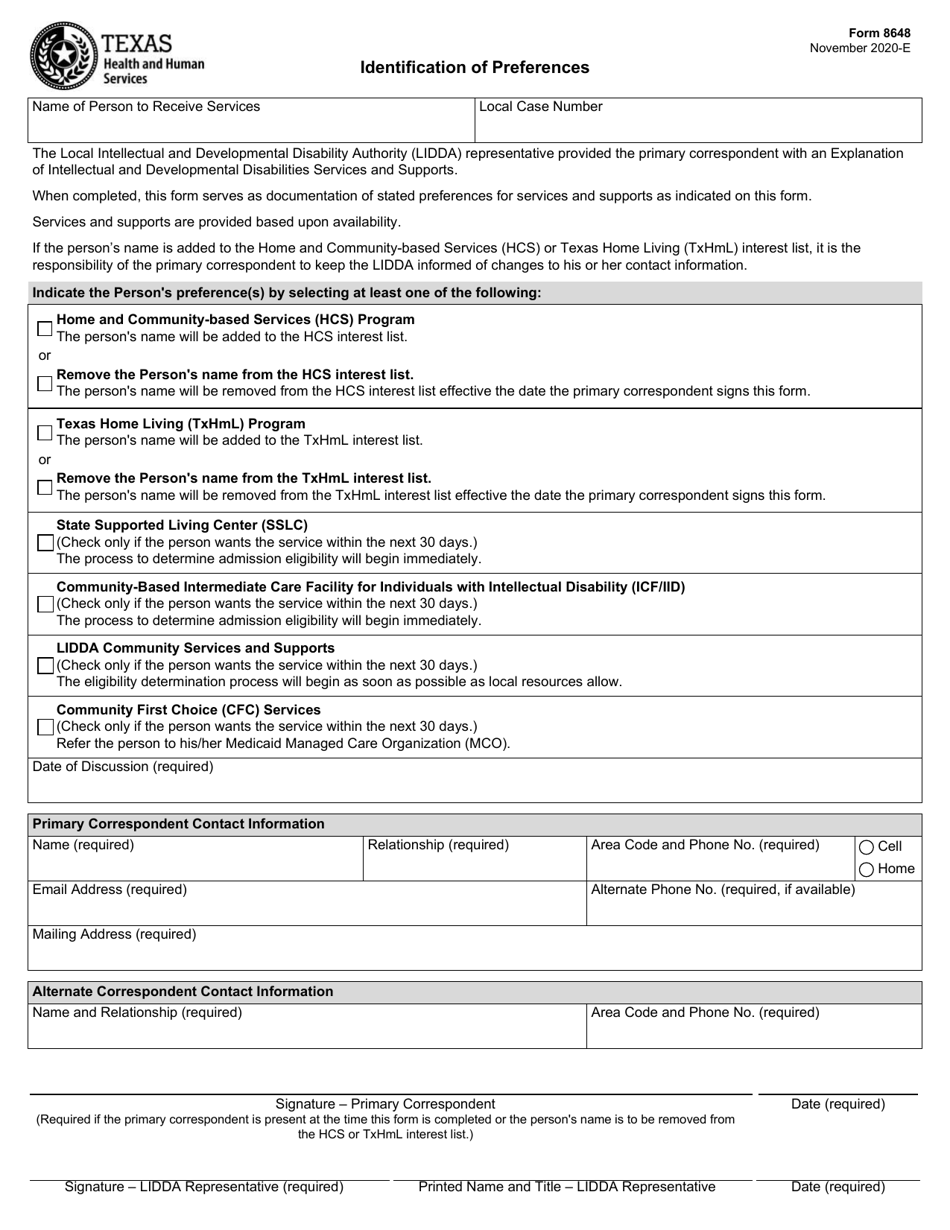 Form 8648 Download Fillable PDF or Fill Online Identification of ...