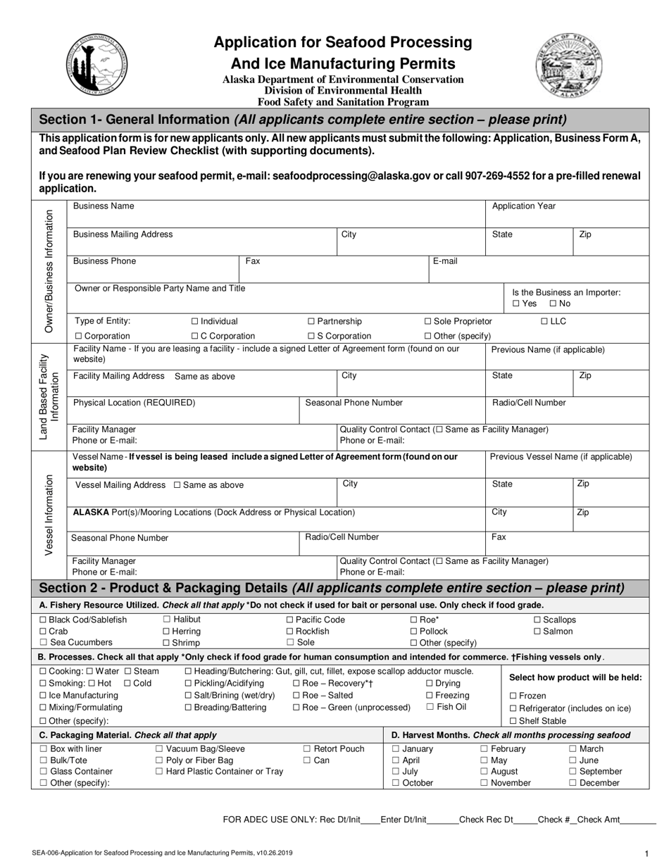 Form SEA-006 - Fill Out, Sign Online and Download Fillable PDF, Alaska ...
