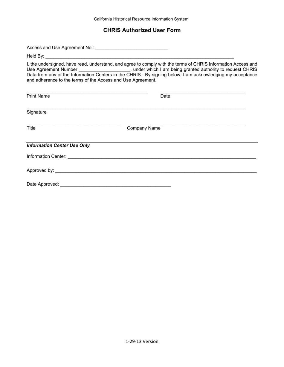 California Chris Authorized User Form - Fill Out, Sign Online and ...
