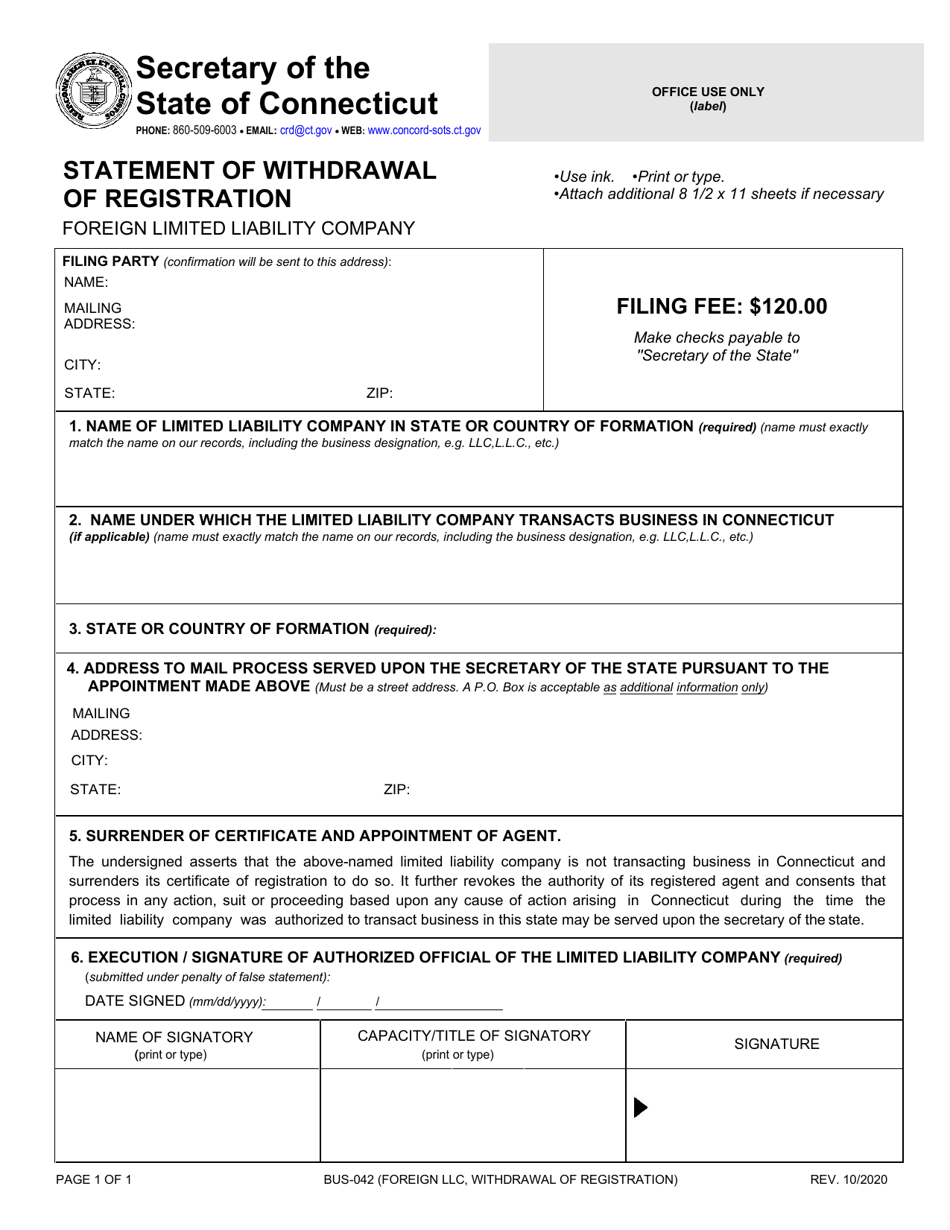 Form BUS-042 - Fill Out, Sign Online and Download Fillable PDF ...