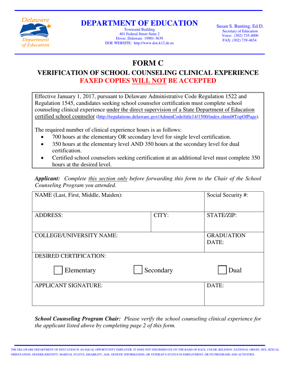 Form C - Fill Out, Sign Online and Download Fillable PDF, Delaware ...