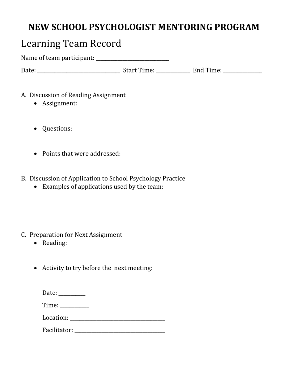 Delaware Learning Team Record - Fill Out, Sign Online and Download PDF ...