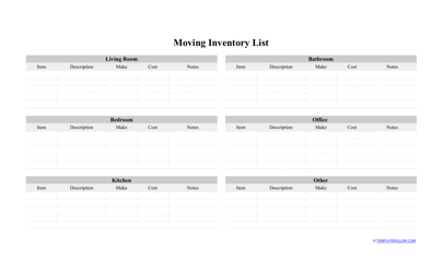 Moving Inventory Template Download Printable PDF | Templateroller