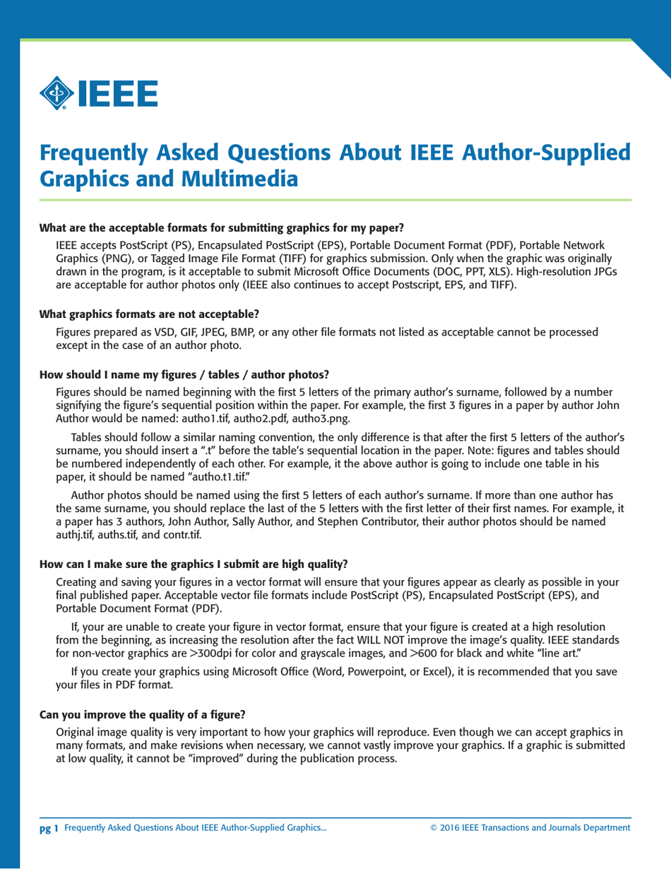 Frequently Asked Questions About Ieee Author-Supplied Graphics and ...