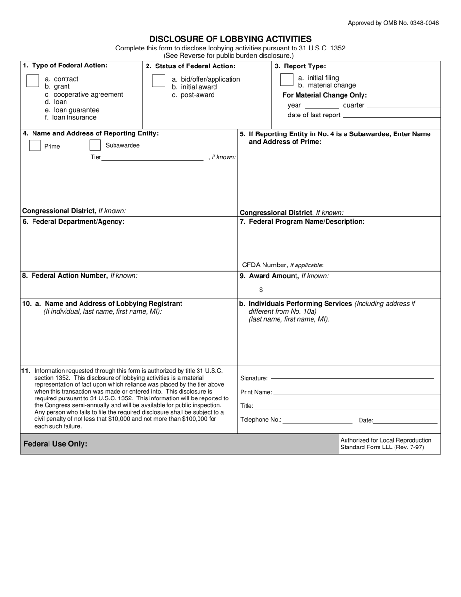 Form SF-LLL - Fill Out, Sign Online and Download Fillable PDF ...