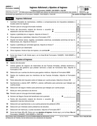 IRS Formulario 1040(SP) Anexo 1 Download Fillable PDF or Fill Online ...