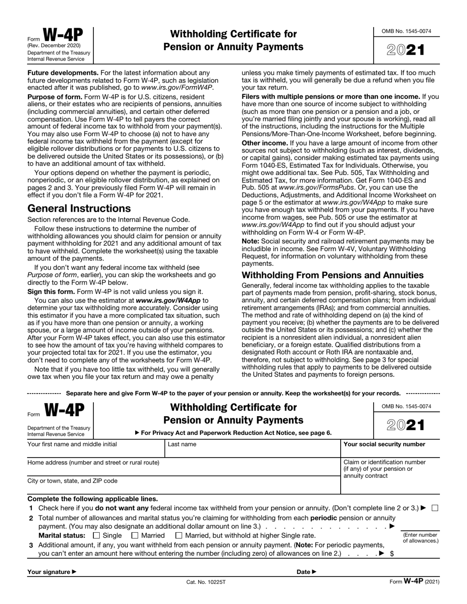 IRS Form W-4P - 2021 - Fill Out, Sign Online and Download Fillable PDF ...