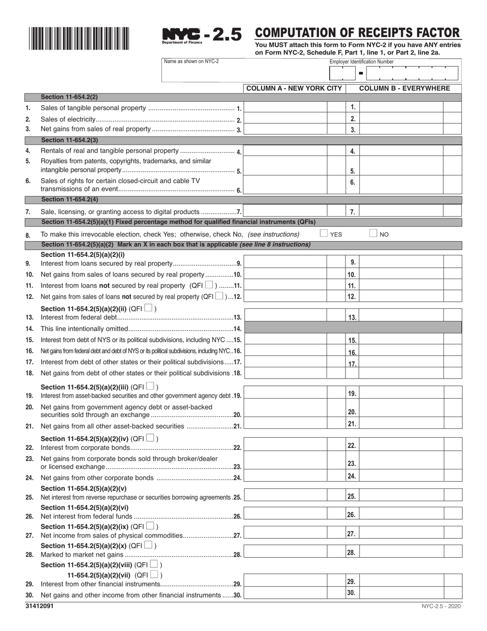 Form NYC-2.5 - Fill Out, Sign Online and Download Printable PDF, New ...