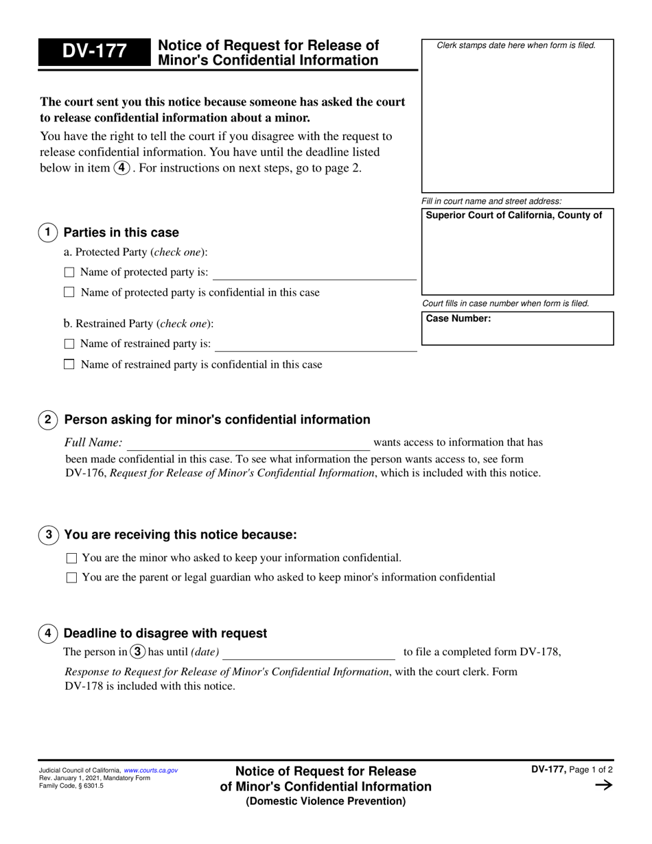 Form DV-177 - Fill Out, Sign Online and Download Fillable PDF ...