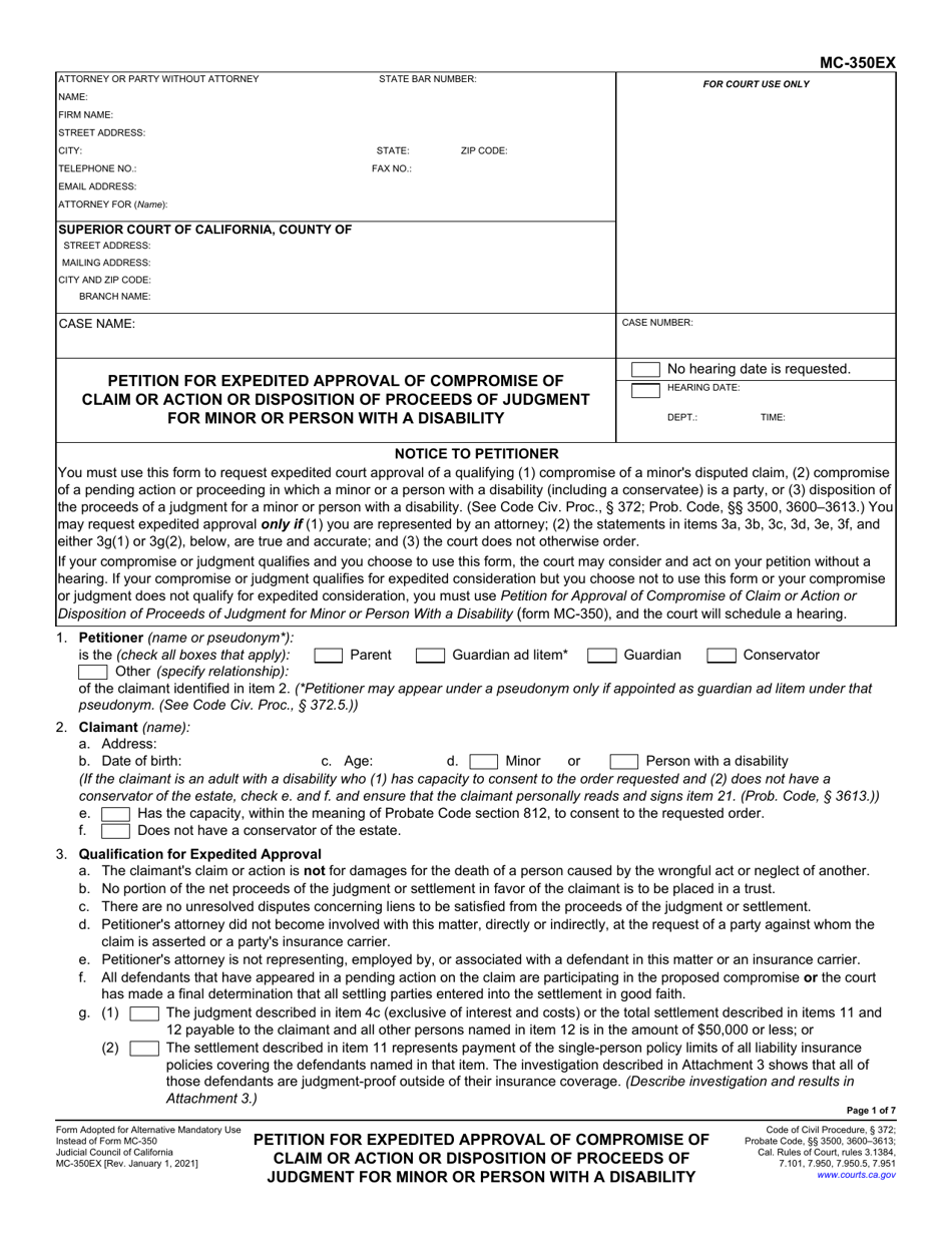 Form MC-350EX Download Fillable PDF or Fill Online Petition for ...