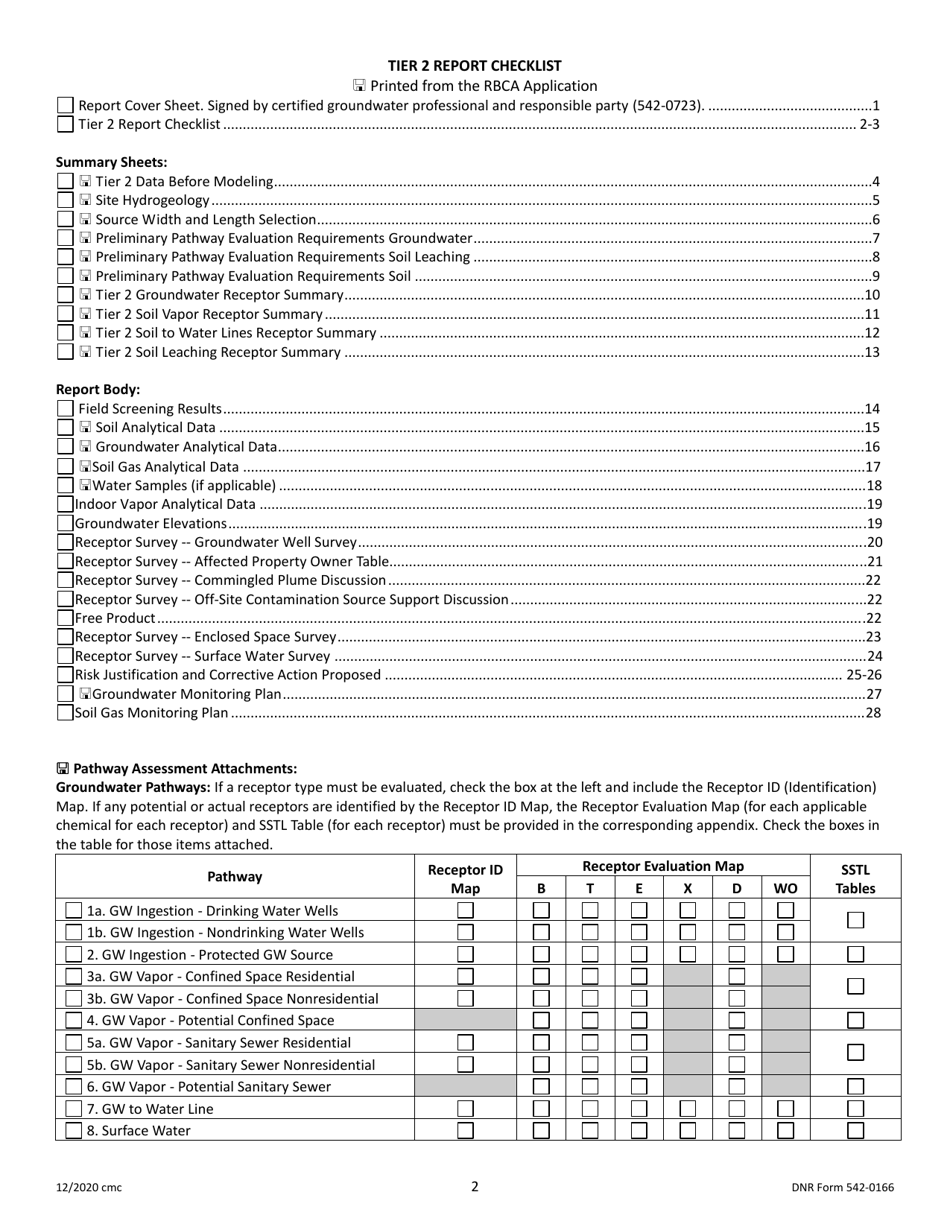 DNR Form 542-0166 Download Fillable PDF or Fill Online Tier 2 Report ...