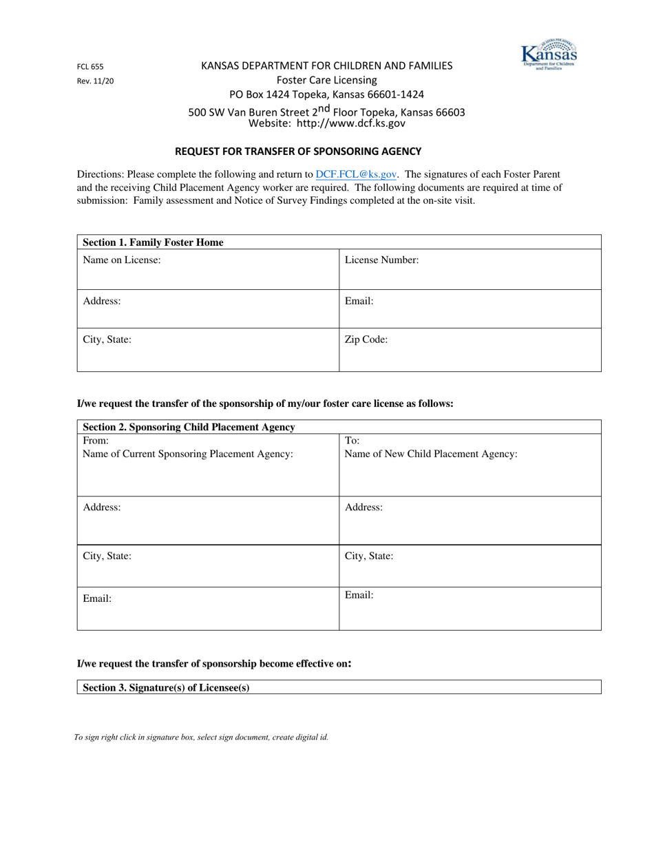 Form FCL655 Download Fillable PDF or Fill Online Request for Transfer ...