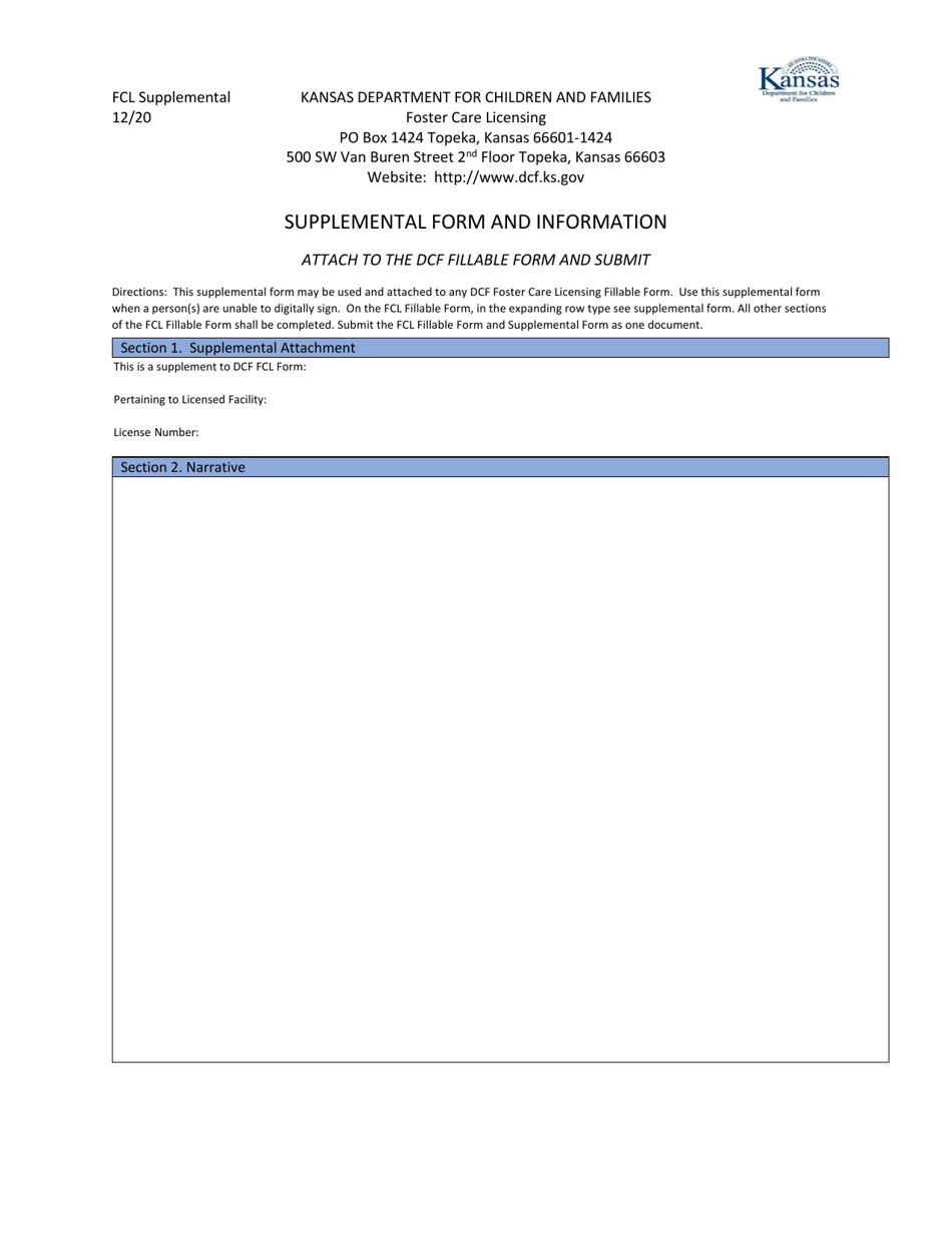 Kansas Supplemental Form - Fill Out, Sign Online and Download PDF ...