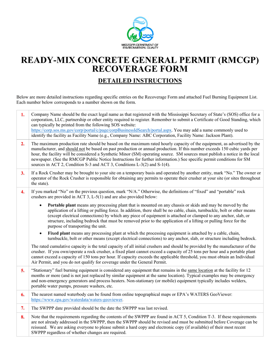 Download Instructions for Ready-Mix Concrete Recoverage Form PDF ...