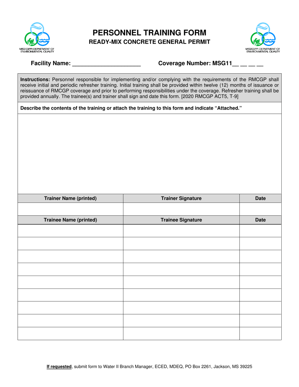 Mississippi Personnel Training Form - Fill Out, Sign Online and ...