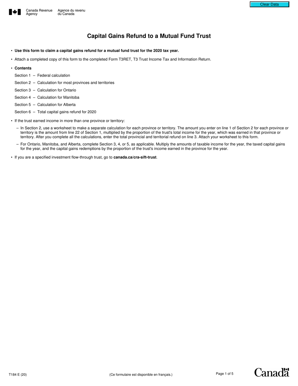 Form T184 - Fill Out, Sign Online and Download Fillable PDF, Canada ...