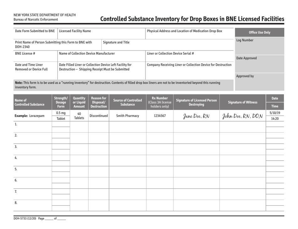 Form DOH-5733 - Fill Out, Sign Online and Download Fillable PDF, New ...