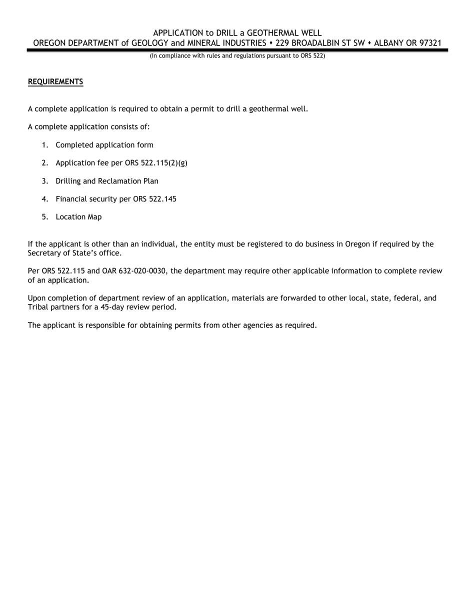 Oregon Application to Drill a Geothermal Well - Fill Out, Sign Online ...