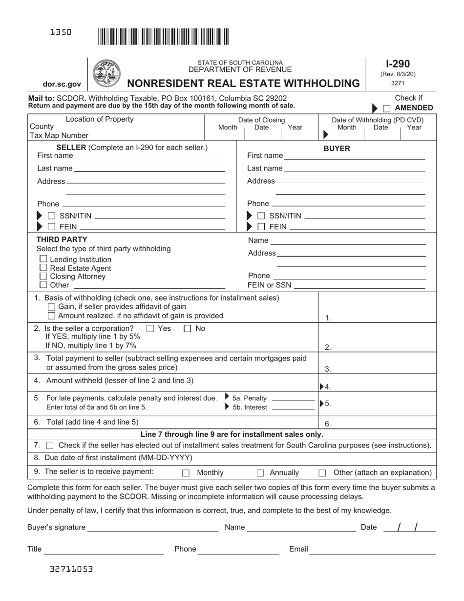 Form I-290 Download Printable PDF or Fill Online Nonresident Real ...