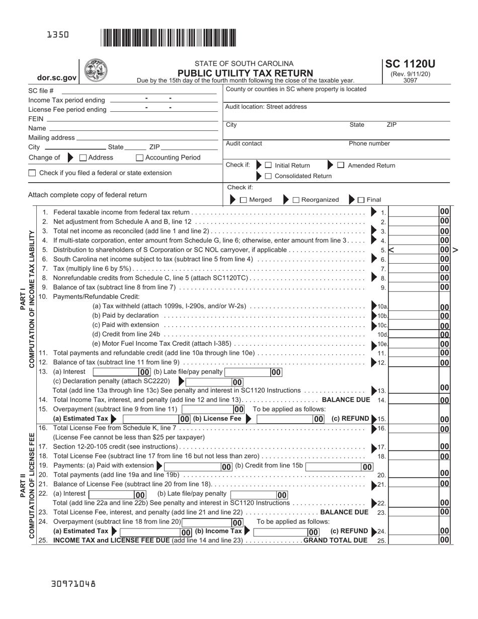 Form SC1120U - Fill Out, Sign Online and Download Printable PDF, South ...