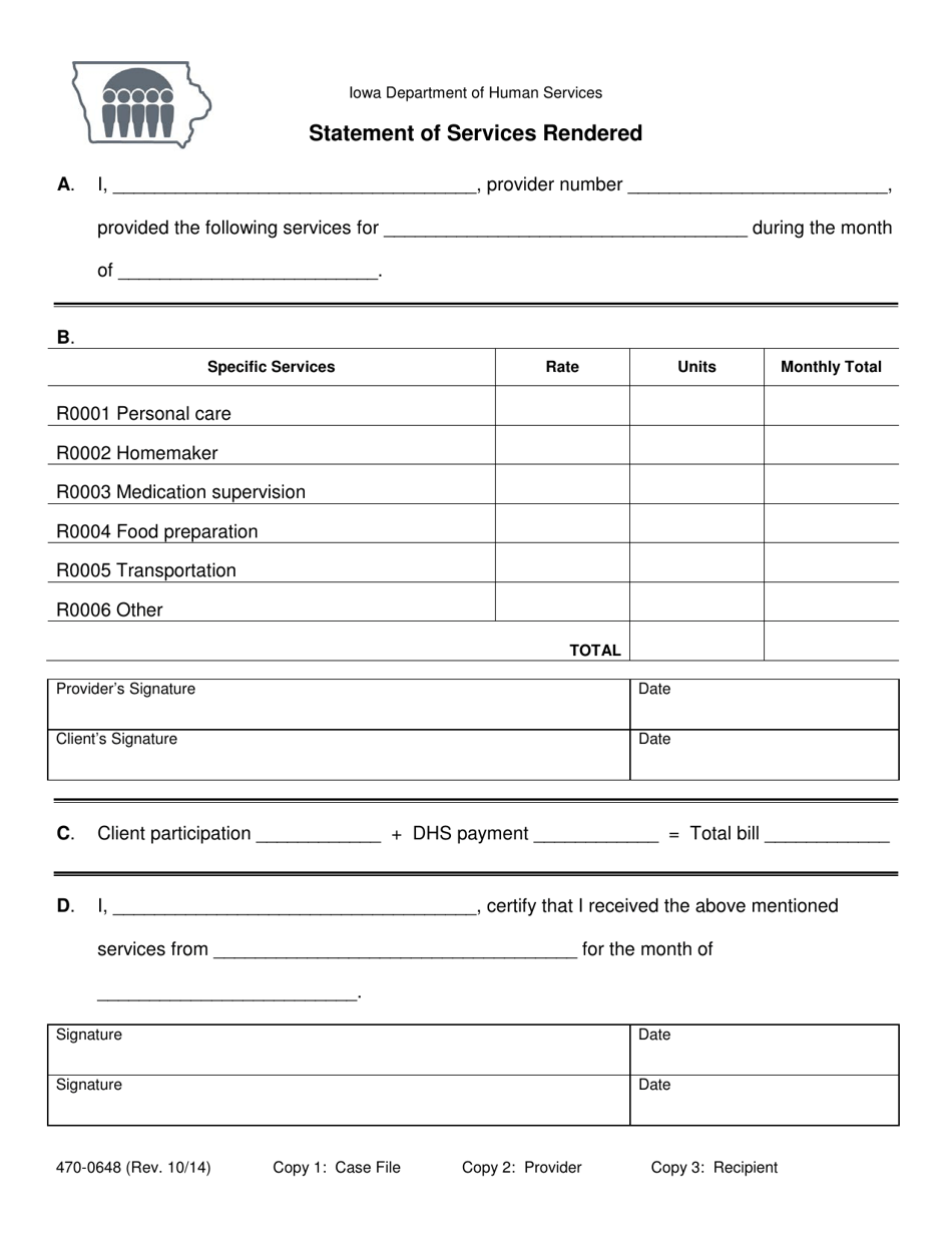 Form 470-0648 - Fill Out, Sign Online and Download Printable PDF, Iowa ...