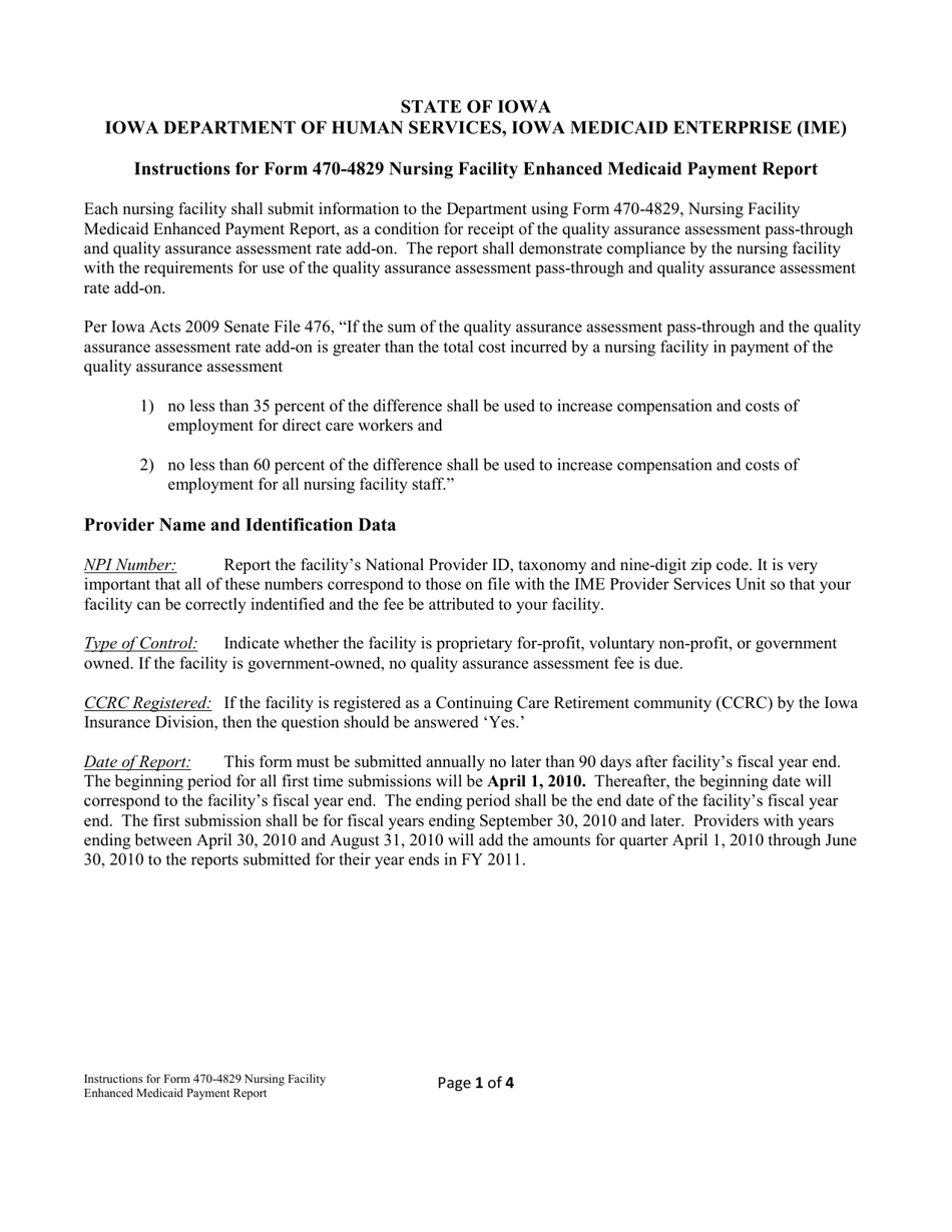 Download Instructions for Form 470-4829 Nursing Facility Enhanced ...