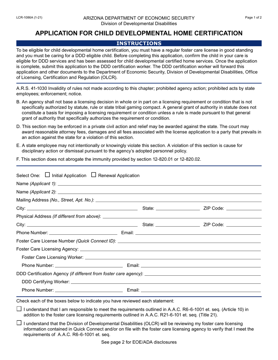 Form LCR-1086A - Fill Out, Sign Online and Download Fillable PDF ...