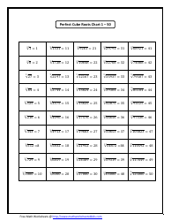 Perfect Cube Roots Chart 1 - 50 Download Printable PDF | Templateroller