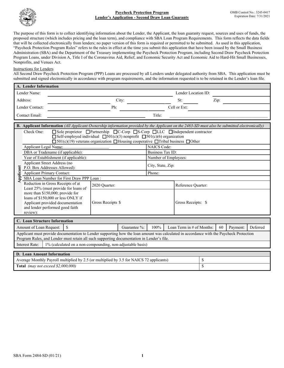 SBA Form 2484-SD - Fill Out, Sign Online and Download Fillable PDF ...